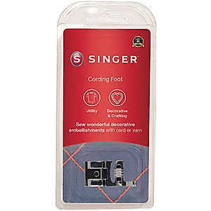Singer | Snap-On Cording Presser Foot for Low Shank Sewing Machines, Decorative Stitching & Cording, Gathering - Sewing Made Easy, Silver (2500265)