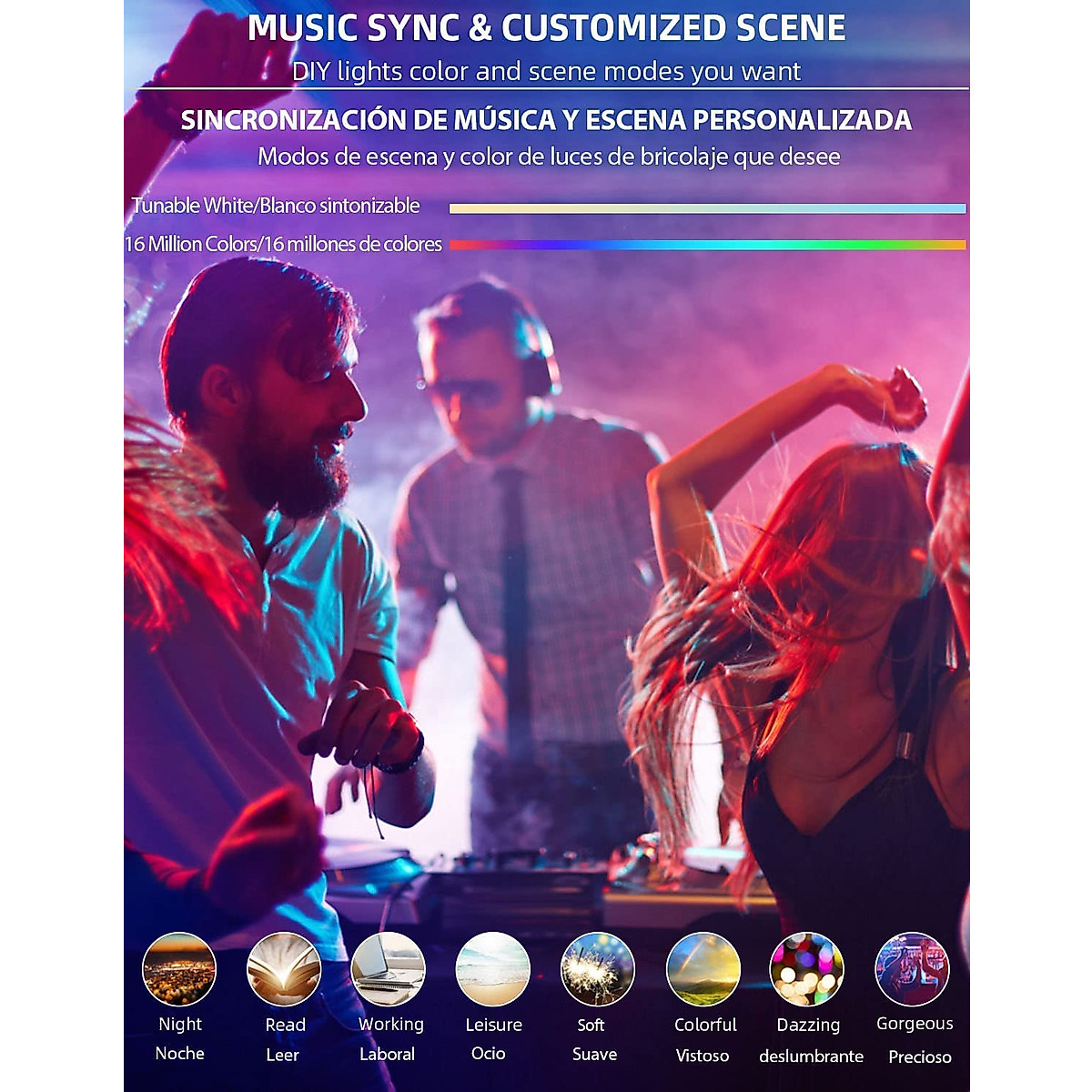 Mochiba Smart WiFi LED Light Bulbs, Compatible with Alexa and Google Home Assistant, Music Sync Multi Color Changing Bulb, A19 E26 10W 900LM (80W Equivalent), 6-Pack, White, MKA19