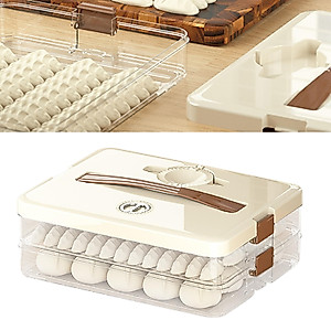 Dumpling Storage Box with Lids, Large Capacity Stackable Food Containers, Multi Layer Transparent Plastic Airtight Food Container Kitchen Supplies for Kitchen Fridge (2 Layers)