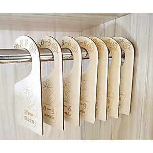 Ainior Baby Closet Dividers,Premium Wooden Baby Closet Size Divider Set of 7,from Newborn to 24 Month,Organize Nursery Closet Hangers by Size/Age
