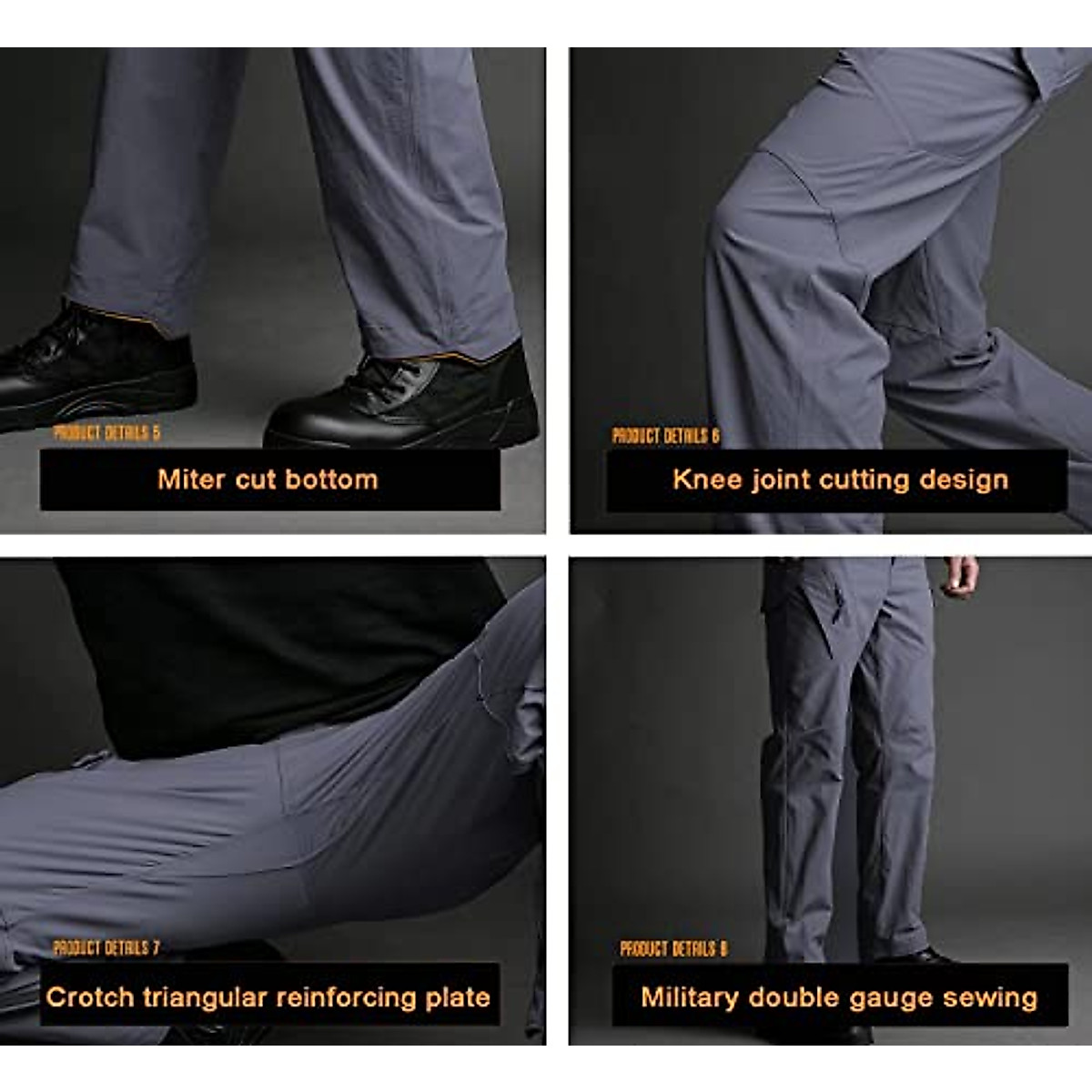 BIYLACLESEN Hiking Pants Mens Quick Dry Pants Mens Work Pants Breathable Pants Tactical Pants Tactical Army Pants Khaki Pants Mens Zipper Pockets