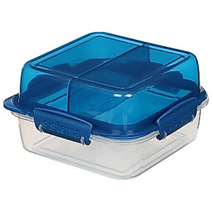 Sistema 1.24L Lunch Stack Square to Go Assorted Colours, Polypropylene, 1.24 Litre