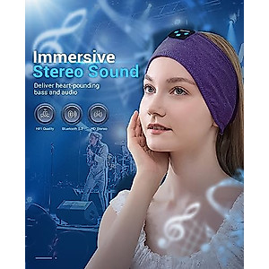 Voerou Sleep Headphones Bluetooth Headband - Adjustable Wireless Sports Sleeping Headphones with Upgraded Battery, Tech Gifts for Men Women Side Sleepers Office Nap, Travel, Yoga, Workout, Meditation