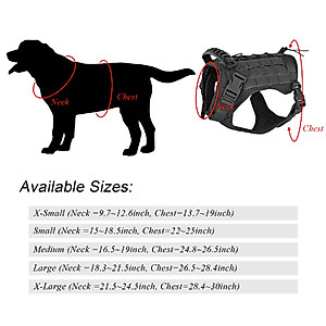 Hanshengday Tactical Service Dog Vest Harness for Medium Large Dog, Military K9 Training Dog Vest with Molle & Loop Panels Adjustable Tactical Dog Vest Harnesses with Handle (01XL, 01-Black)