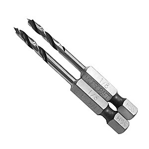 Milescraft 2302 1/8-Inch Brad Point Stubby Bits for Wood Drilling