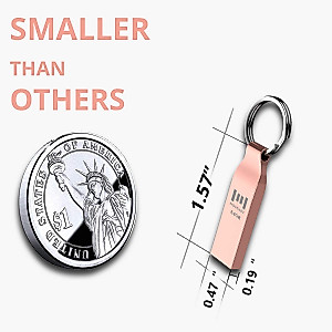 MOSDART 64GB USB 2.0 Flash Drive Metal Keychain exFAT Zip Drive Waterproof Thumb Drive 64 GB Dustproof USB2.0 Jump Drive 64G Shockproof Memory Stick for Storage and Backup,Rose Gold