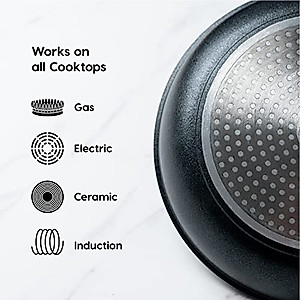 IRIS USA Cast Aluminum Nonstick Frying Pan Skillet with Soft Touch Handle, 11 inch Fry Pan