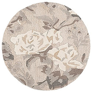 Martha Stewart Collection by SAFAVIEH 4' Round Bedford Grey MSR4717B Handmade Rose Chintz Wool Area Rug