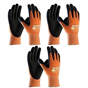 PIP 3 Pack MaxiFlex Ultimate Hi-Vis Orange Work Gloves 34-8014 Sizes Small-X-Large (Large), Orange/Black