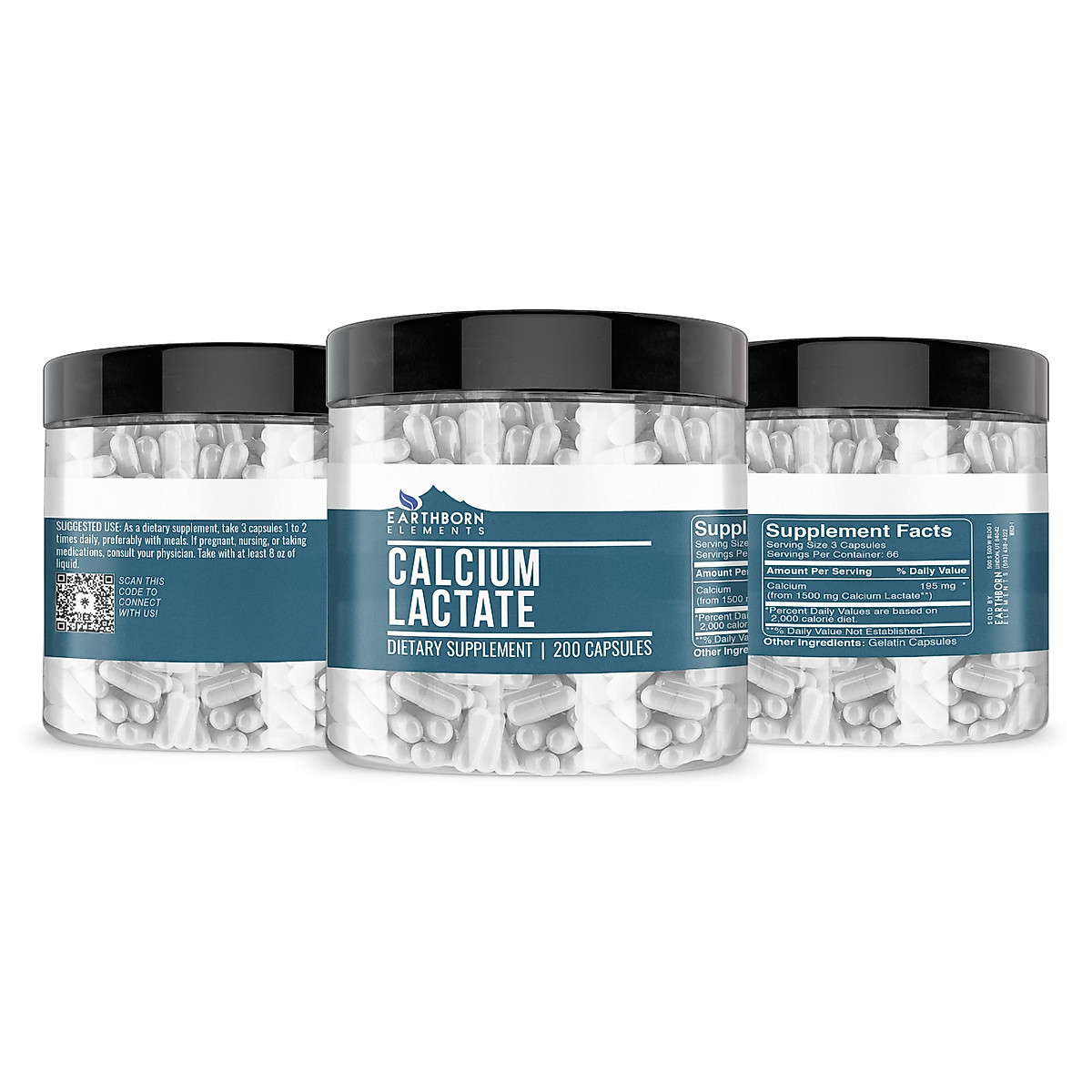 Earthborn Elements Calcium Lactate (200 Capsules) Calcium Supplement