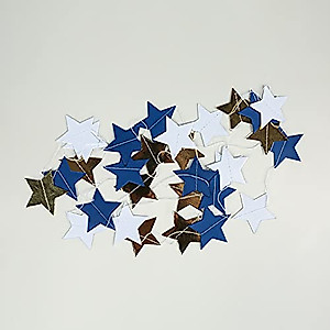 GUZON 30 Feet Navy Blue Gold White Star Garland Glitter Paper Banner Streamer Bunting Hanging Decorations for Engagement Birthday Baby Shower Wedding Baby Room Backdrop Party Supplies(4Pcs)