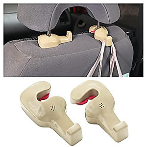 VARGTR 2 Pack Car Vehicle Back Seat Headrest Hanger Holder Hook,New Styles Car Hooks,Universal Purse Holder Car Seat Back Storage Organizer Hanger Hook,car headrest Hook (Beige)