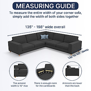 PAULATO BY GA.I.CO. Corner Sectional Couch Cover - Extra Large L-Shape Couch Slipcover - Washable Polyester Sofa Covers - 1-Piece Form Fit Furniture Protector - Microfibra - Ash (Corner Sofa)