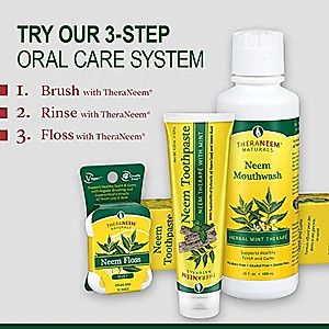 TheraNeem Neem Mouthwash, Herbal Mint | Freshens Breath, Supports Healthy Gums and Teeth, Vegan, Great Mint Taste | 16oz