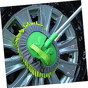 KALLORY Telescopic Car Wash Mop Cleaning Mops Floor Cleaner Mop Floor Mops Home Telescopic Mop Chenille Cleaning Mop Retractable Mop Handle Green Household Aluminum Alloy Sponge Mop