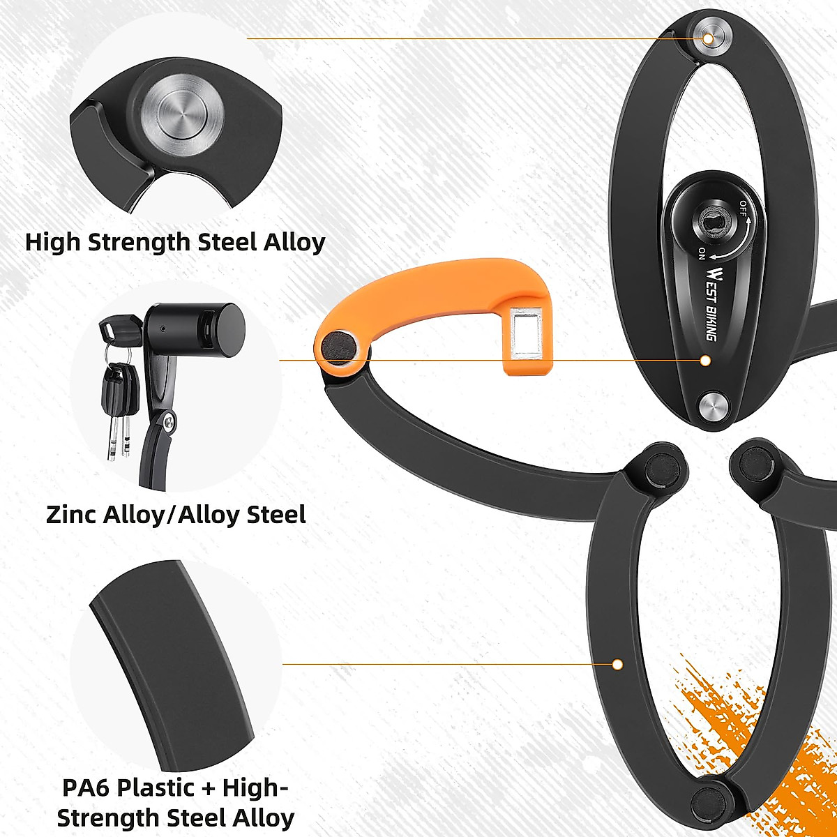 CHIMONA Folding Bike Lock with 3 Keys, Heavy Duty Anti Theft Bicycle Lock with Reflective Holder, 2.8FT Long Security Bike Chain Lock for Bikes, scooter, ebike, stroller or outside device