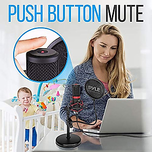 Pyle USB Microphone Podcast Recording Kit - Audio Cardioid Condenser Mic w/Shock Mount Stand & Pop Filter, for Gaming PS4, Streaming, Podcasting, Studio, YouTube, Works w/Windows PC Mac PDMIKT200