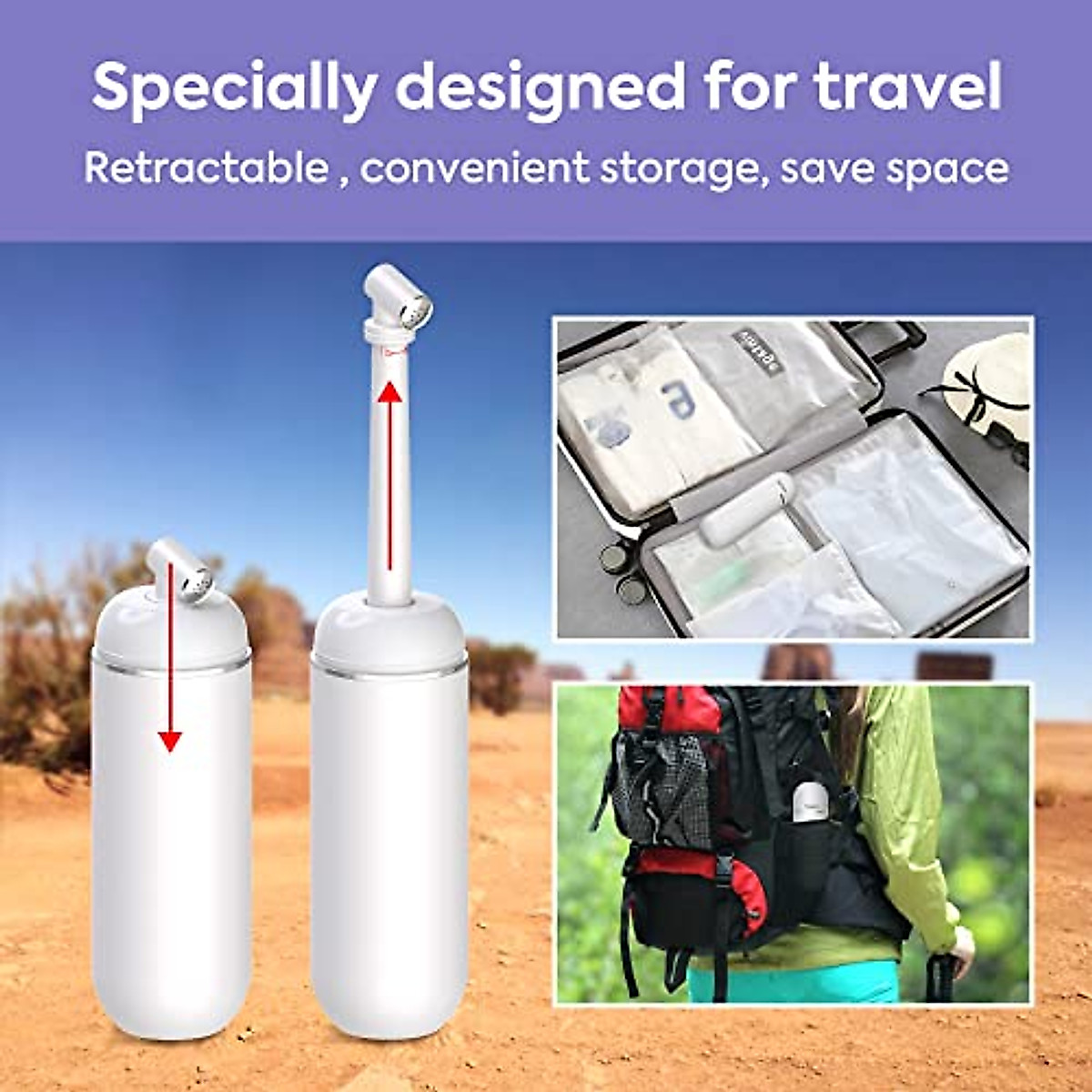 Redsack Portable Travel Bidet for Women or Men, Peri Bottle Postpartum, Camping Handheld Bidet Sprayer (White)