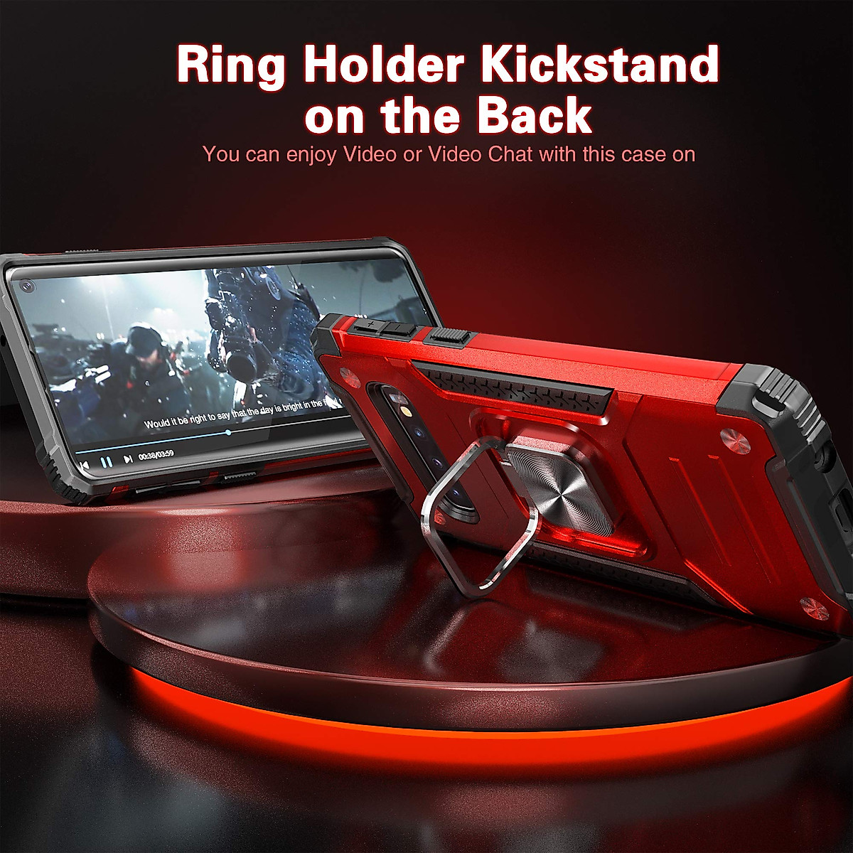 IDYStar for Galaxy S10 Case,Hybrid Drop Test Cover with Car Mount Kickstand Slim Fit Shockproof Hard Resistant Protective Phone Case for Galaxy S10,Red