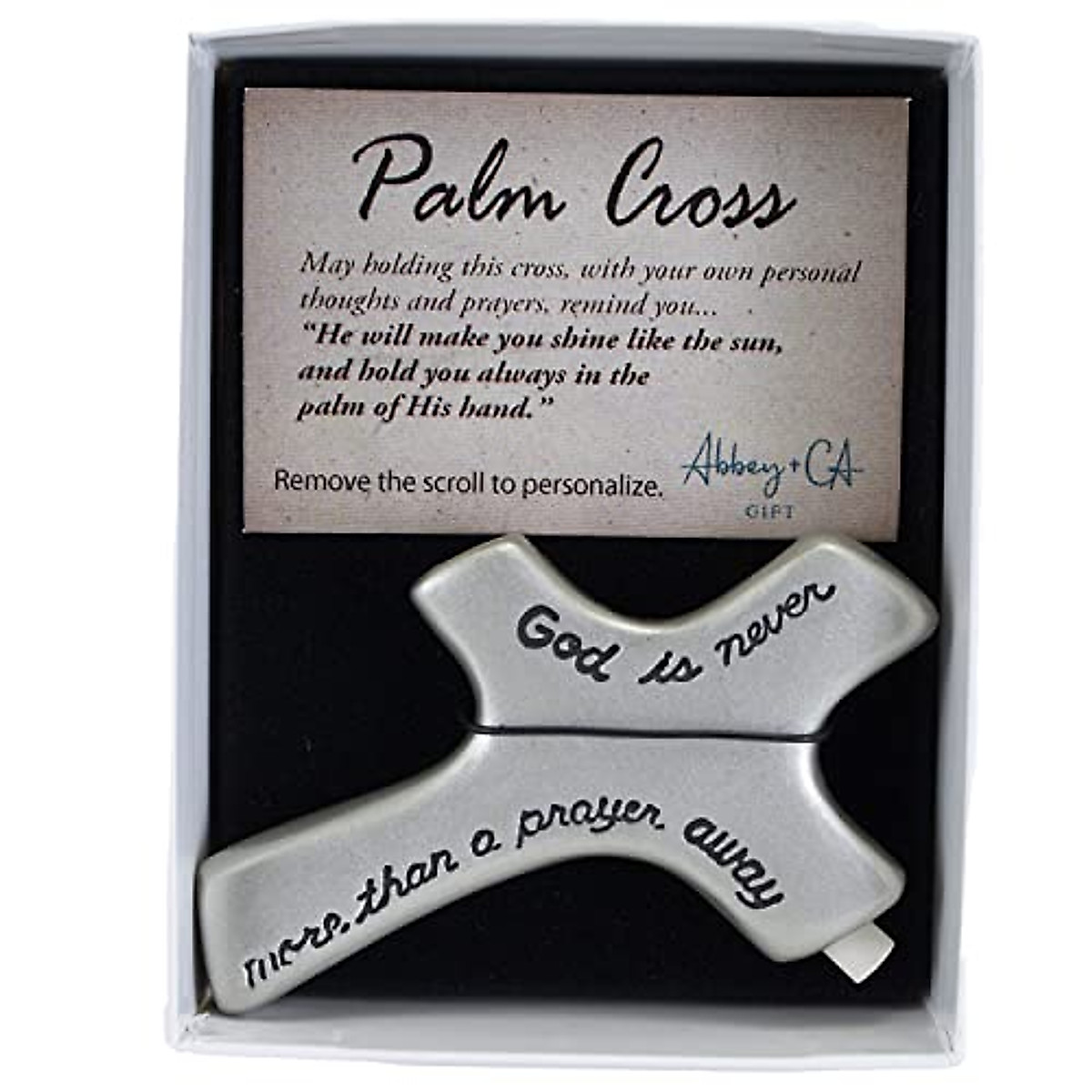 Cathedral Art A Prayer Away Silver Metal Palm Cross, Handheld Cross for Comfort and Prayer, 2 3/4 Inches