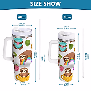 GOODOLD 40 oz Insulated Coffee Tumbler for Travel - Stainless Steel Mug with Handle and Straw Lid for Men and Women, Cute Sloth Leak Proof Travel Coffee Mug