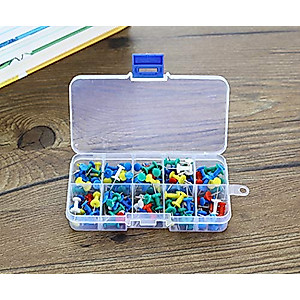 Arinasowa Blue Button Clear Plastic Jewelry Box Organizer Storage 10 Grids