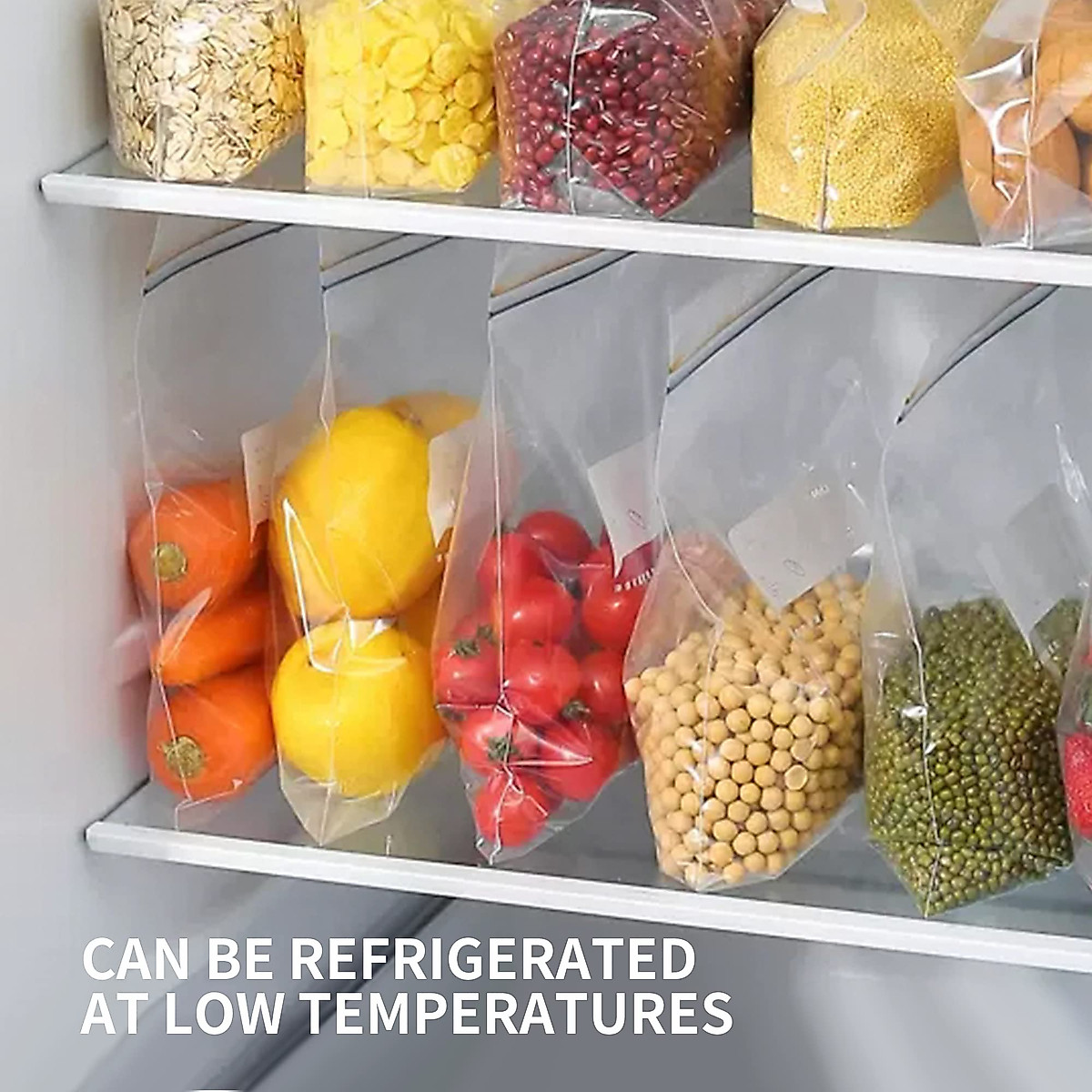 ARCLIBER Food Storage Bags Resealable Plastic Bags,Clear Durable Food Grade Zipper Bags Fresh and Refrigerated Moisture-Proof Storage 10.55 x 14 Inch,L