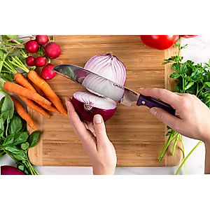 Ginsu Kiso 14-Piece Purple Knife Set with Black Block - Dishwasher Safe and Always Sharp