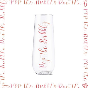 TOSSWARE POP 9oz Flute Pink Rose Toast Series, SET OF 6, Premium Quality, Recyclable, Unbreakable & Crystal Clear Plastic Printed Champagne Glasses