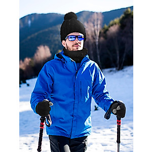 12 Pcs Winter Beanie Hat Scarf Touchscreen Gloves Set Fleece Lined Knit Beanie Hat Neck Warmer Scarf for Men Women (Black, White, Beige, Gray)