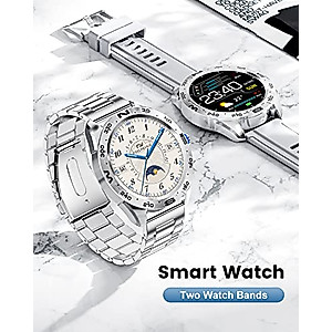 Smart Watches for Men, Smartwatches with Bluetooth Voice Call, 1.32" Touchscreen Smart Watch for Android iOS with Heart Rate/Sleep Monitor/20 Sports, IP67 Waterproof Split Screen Fitness Watch, Silver