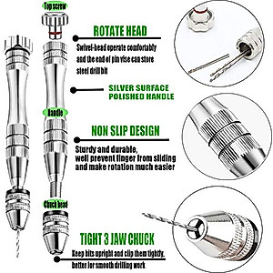 Pin Vise for Resin Casting Molds, Pin Vise Hand Drill Set with 20PCS Drill Bits (0.8-3mm), Precision Hand Drill Tools for Resin, Jewelry Keychain, Pendant