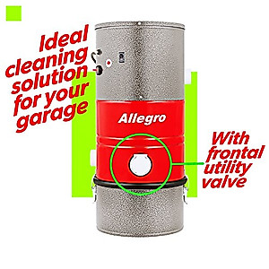 Allegro MU3100 Wall Mounted Garage/Car Vacuum 30 Ft. Hose Cleaning Tools