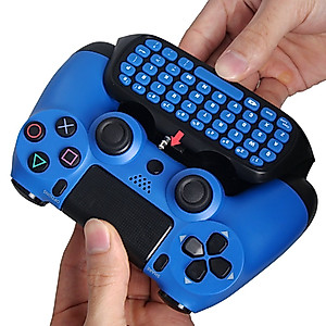 Wireless Gaming Keyboard for PS4, 2.4G Wireless Chatpad, Rechargeable Online Gaming Live Chat Message KeyPad with Built in Speaker & 3.5mm Audio Aux-in for Playstation 4/PS4 Slim/PS4 Pro Controller