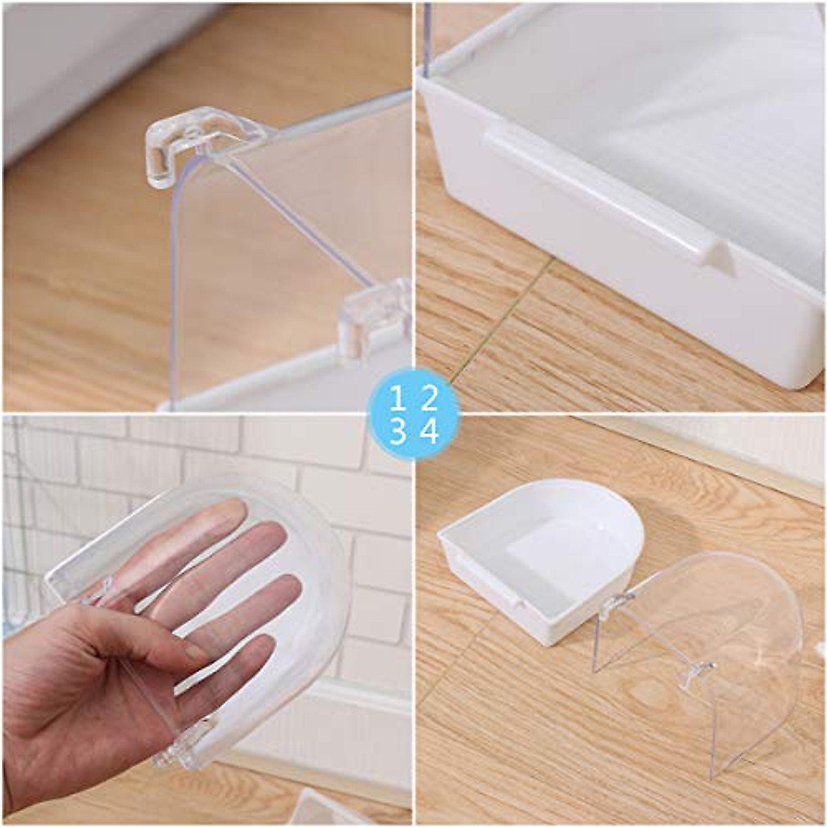 POPETPOP Bird Bath Hanging Parrot Bath Covered - Birdcage Outside Bathing Tub for Small Brids Budgerigar Canary Parrots - Bird Cage Accessories (Random Color)