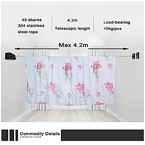 N/A Retractable Clothesline Laundry Line with Adjustable Stainless Steel Double Rope,Wall Mounted Space-Saver Drying Line ( Color : .b , Size : 1 )