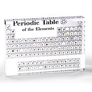 awagas Heritage Periodic Table of Elements, Acrylic Periodic Table Display with Elements, Student Teacher Gifts Crafts Desktop Ornaments Decoration (Embedded Pattern 170x120x24mm)