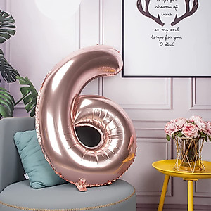 60 Number Balloons Rose Gold Big Giant Jumbo Number 60 Foil Mylar Balloons for 60th Birthday Party Supplies 60 Anniversary Events Decorations