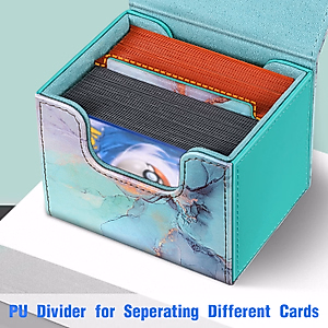 CaseBot Card Deck Box Compatible with MTG/TCG/CCG, Magnetic Game Card Case Large Size Fits Up 180+ Game Cards with PU Divider, Black