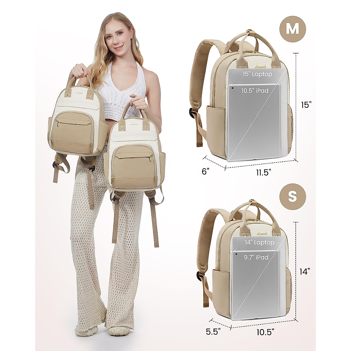 LOVEVOOK Mini Backpack Purse for Women, Small Backpack Bag, Light Weight Stylish Backpack for Daily Travel, Khaki-Beige-Light brown