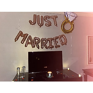 LaVenty Set of 12 Just Married Balloons Just Married Banner Bridal Shower Party Balloons Bridal Shower Party Decoration Wedding Party Decoration