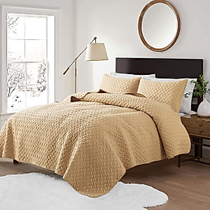 B2EVER Yellow Twin Size Quilt Bedding Sets with Pillow Sham, Pumpkin Lightweight Soft Bedspread Coverlet, Quilted Blanket Thin Comforter Bed Cover for All Season Spring Summer, 2 Pieces, 68x90 inches