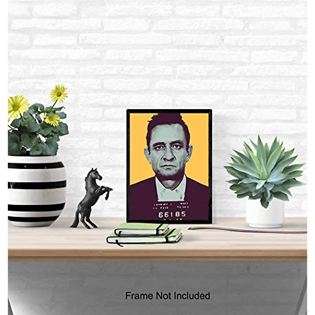 Johnny Cash Folsom Prison Mugshot Poster - 8x10 Andy Warhol Pop Art Wall Art Sign - Cool Unique Modern Home Decor for Living Room, Bedroom, Office - Gift for Country Music, Nashville Fans, Men, Women