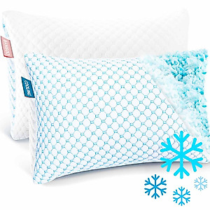 Nestl Cooling Pillow - Queen Size Set of 2 Cooling Memory Foam Pillows, Gel Infused Cool Pillow, Adjustable Cooling Pillows for Sleeping, Breathable Queen Pillows, Washable Removable Bed Pillow Cover