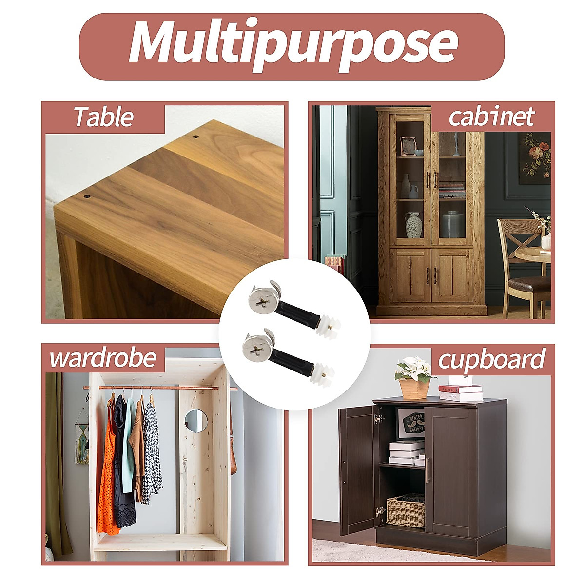 Jiozermi 36 Sets 3-in-1 Furniture Connecting Kit, M6 x 35mm Cam Screw Dowel Screws, 15mm Cam Fitting Cam Lock Nuts, with Pre-Inserted Nuts for Cabinet Drawer Wardrobe