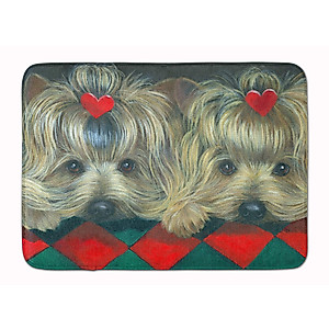 Caroline's Treasures Yorkshire Terrier Yorkie 2 Hearts Machine Washable Memory Foam Mat doormats, Multicolor