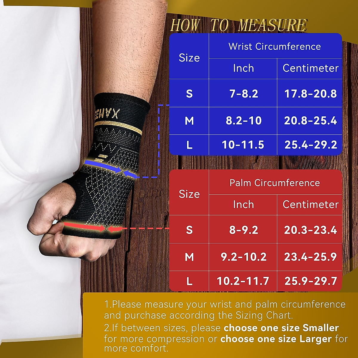 INDEEMAX Copper Wrist Compression Sleeve 1 Pair, Comfortable Hand Brace Support for Arthritis, Tendonitis, Sprains, Workout, Carpal Tunnel - Left & Right - Women and Men