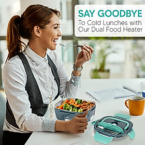 Filligs Electric Lunch Box Food Heater, 110V 12V 24V, Food Warmer for Office, Truck, Car, Work, With Removable Stainless Steel Container, Loncheras Electricas Para Calentar Almuerzo