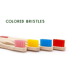 Virgin Forest Kids Bamboo Toothbrushes, Child Size Soft BPA Free Colored Safe Bristles (4 Pack)