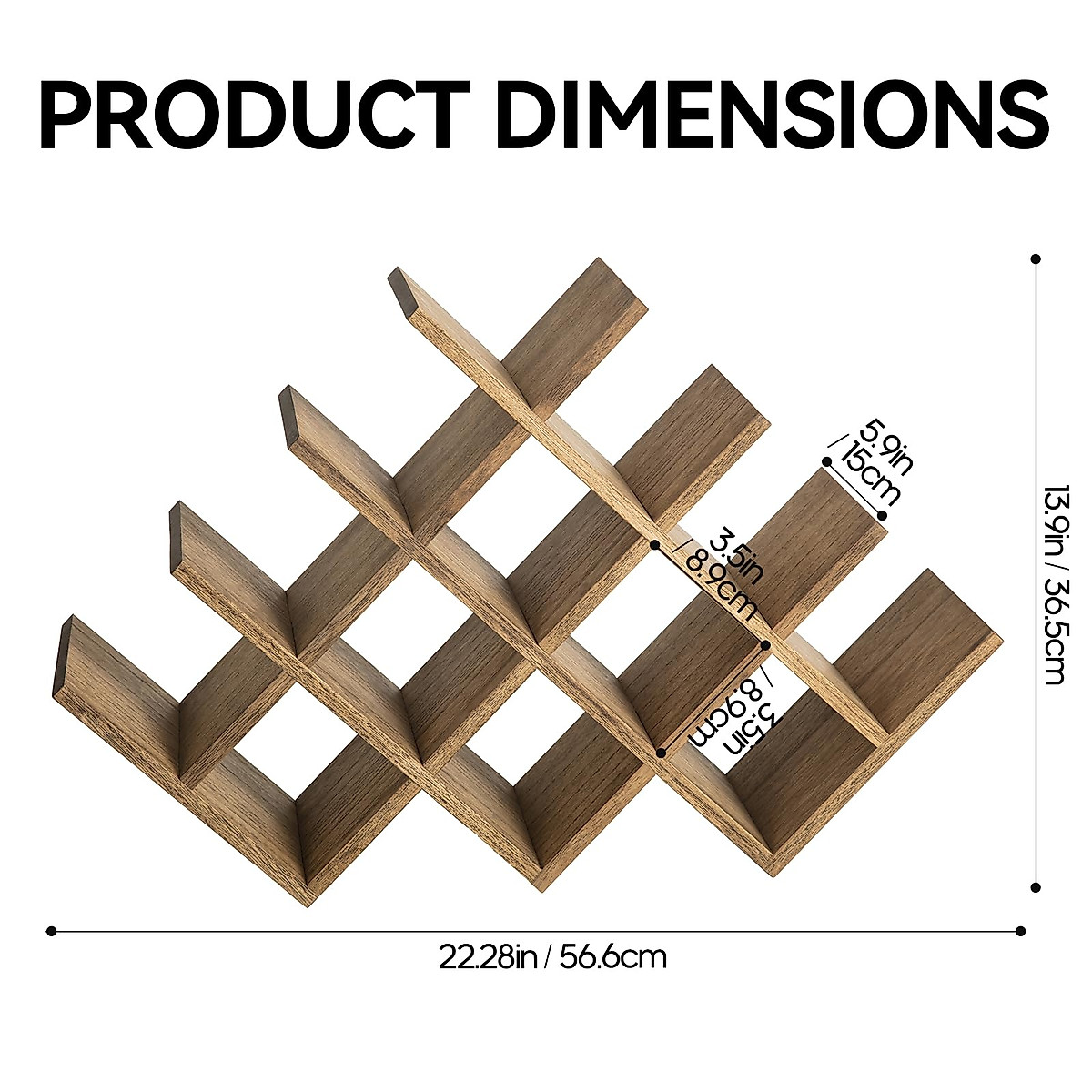 KIRIGEN 13-Bottle Wine Rack - 4-Tier Nature Wood Wine Display Rack/Standing and Countertop Wine Storage Shelf - Bottle Holder/Cabinet Glass Rack 4-Layer Dark Brown XHJJ4-DBR